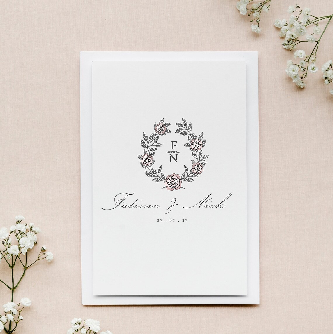 Rose Wedding Logo With Monogram, Wedding Logo Design, Wedding Monogram ...