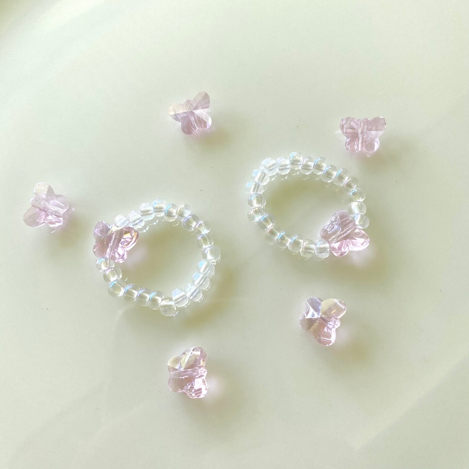 Butterfly Glass Beads Ring, Layered Ring, Summer Rings, Friendship Ring ...