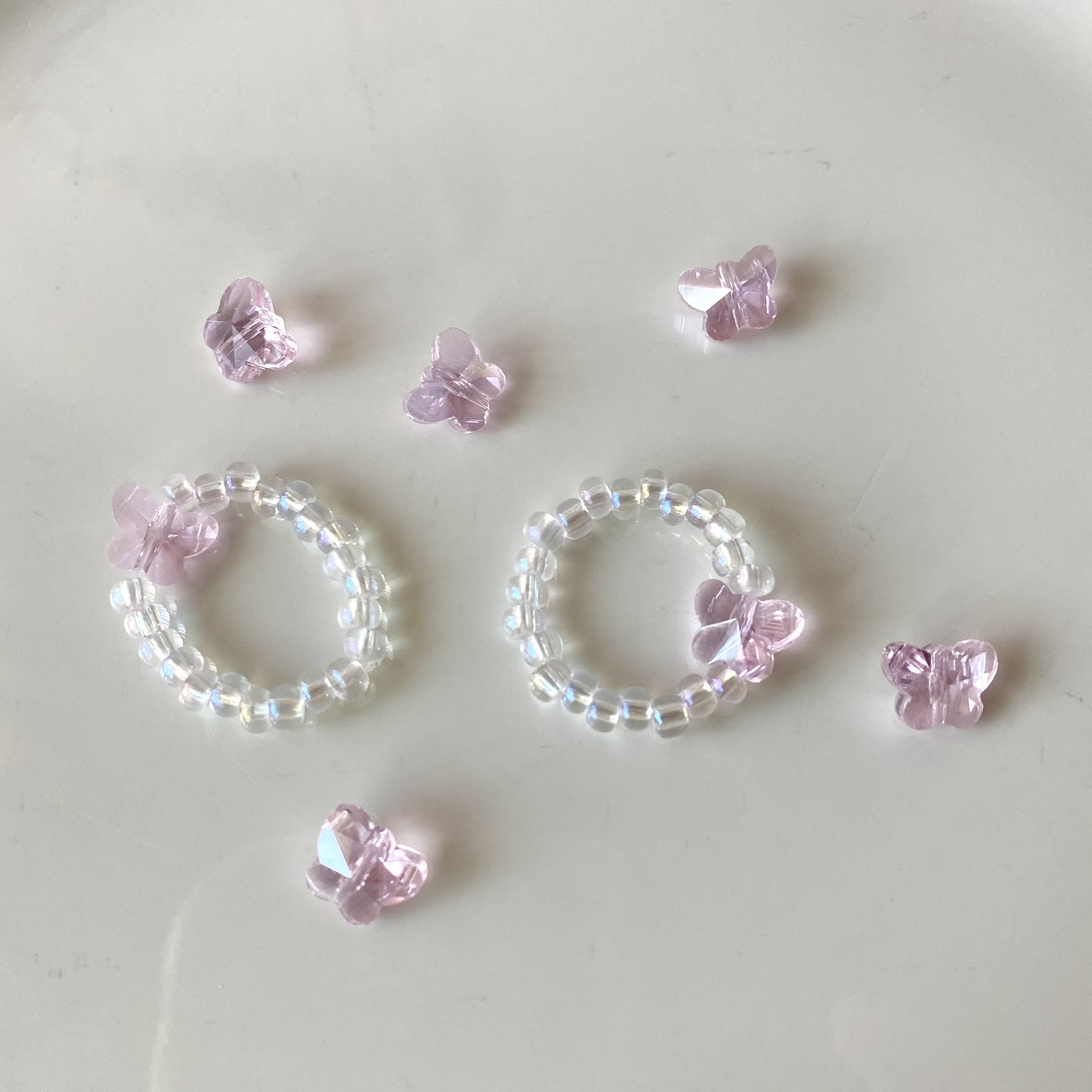 Butterfly Glass Beads Ring, Layered Ring, Summer Rings, Friendship Ring ...