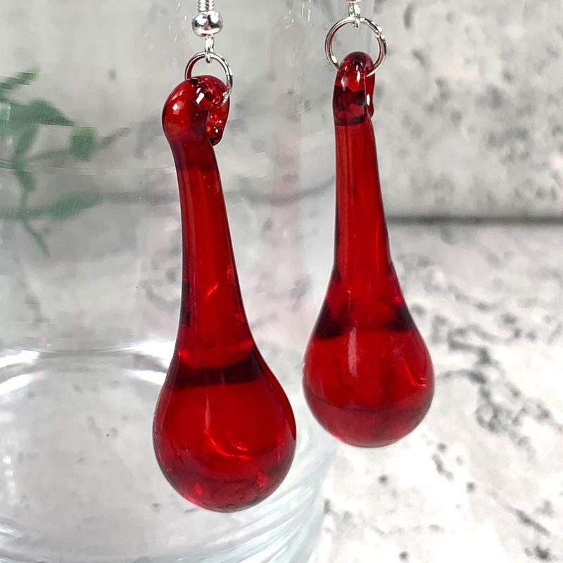 Red Pendant & Earrings - Etsy