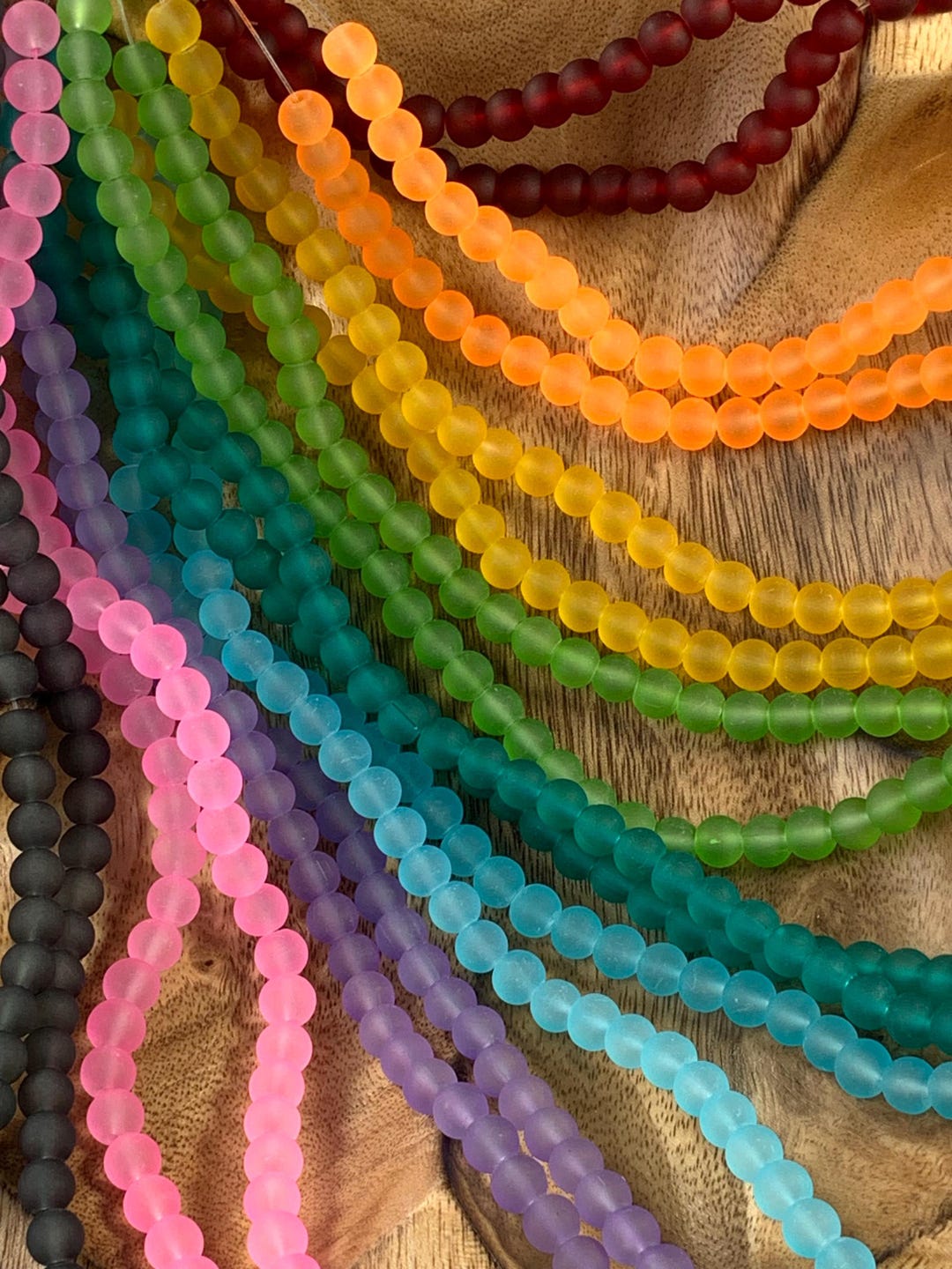 6 Mm Frosted Glass Beads for Jewelry Making, Approx. 125 Beads, Round ...