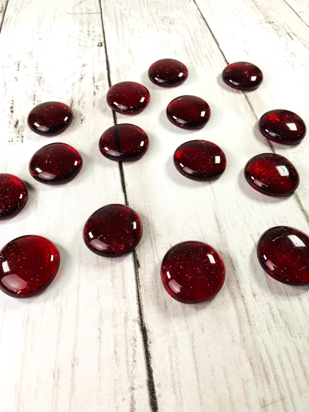 Large Speckled Red Glass Gems, Glass Garden Stones, Red Mosaic Glass ...
