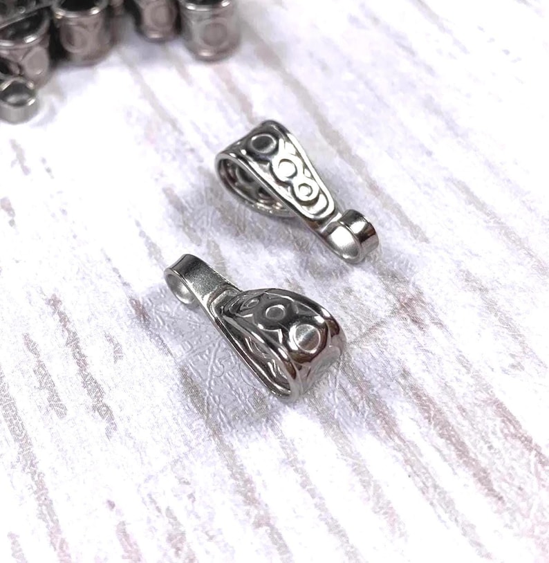 25 Stainless Steel Tube Bails, 16x6mm Loop Bails for Necklaces, Bail ...