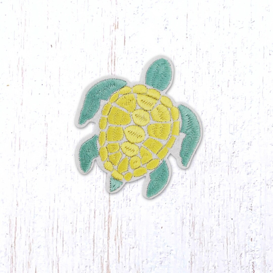 Sea Turtle Patch, 75x64mm/2.9x2.5" Iron-on Embroidered Applique ...