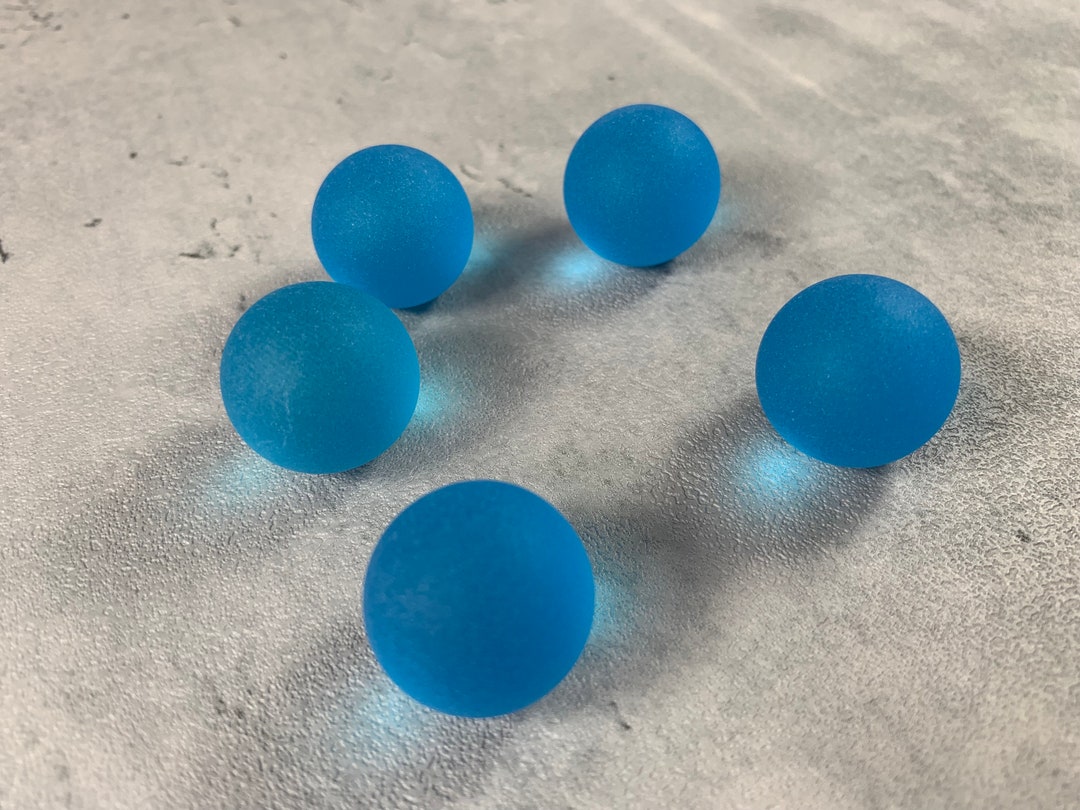 Aqua Cultured Sea Glass Ball Solid Glass Spheres, Large Marbles Frosted ...