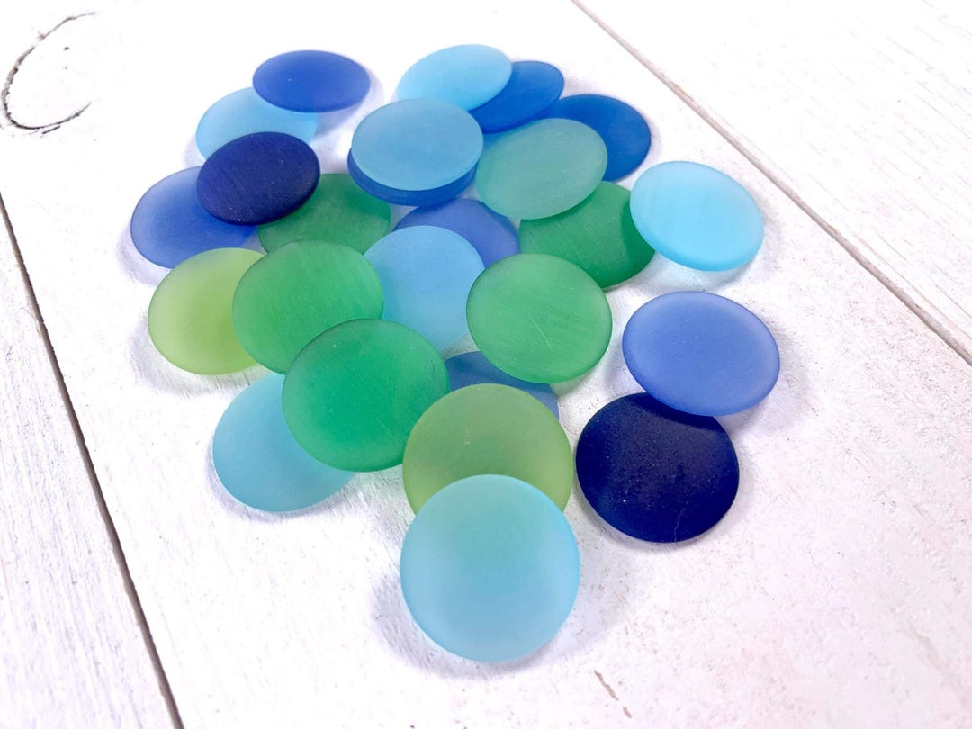 10 Sea Glass Cabochons for Crafts, 8/10/12/16/20mm Frosted Flat Back ...