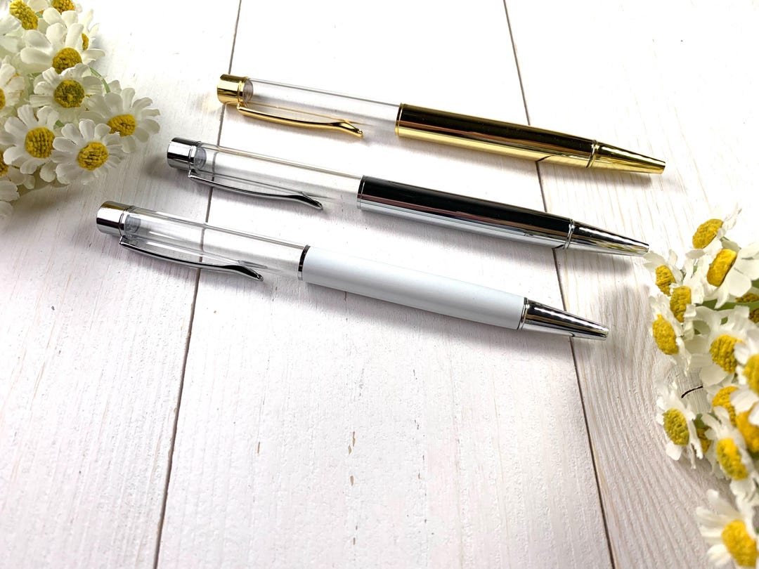 5 Fillable Pens, Empty Tube Ballpoint Pens, DIY Snow Globe Pens, Craft ...
