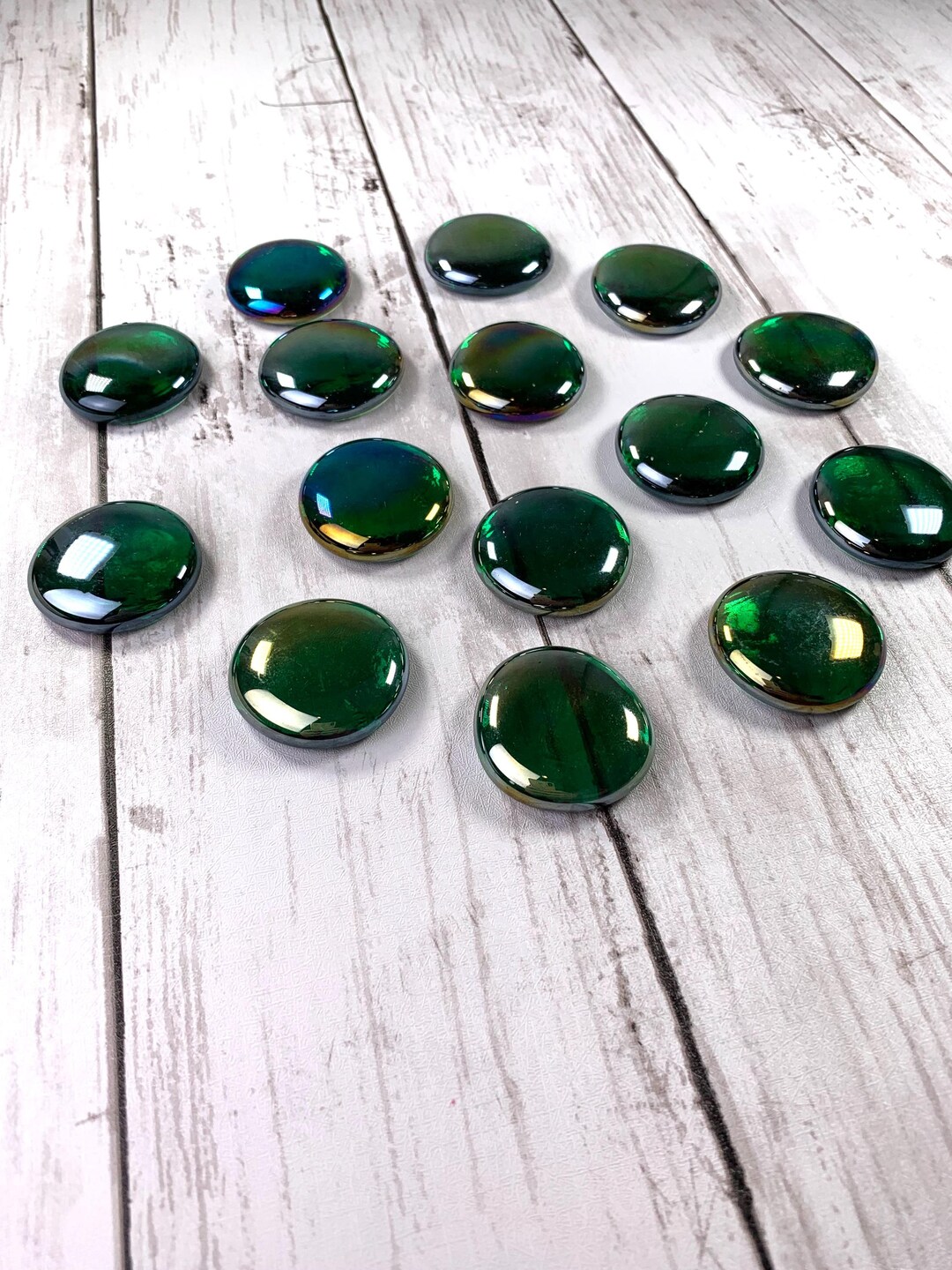 Jumbo Iridescent Emerald Green Glass Gems, Glass Garden Stones, Mosaic ...