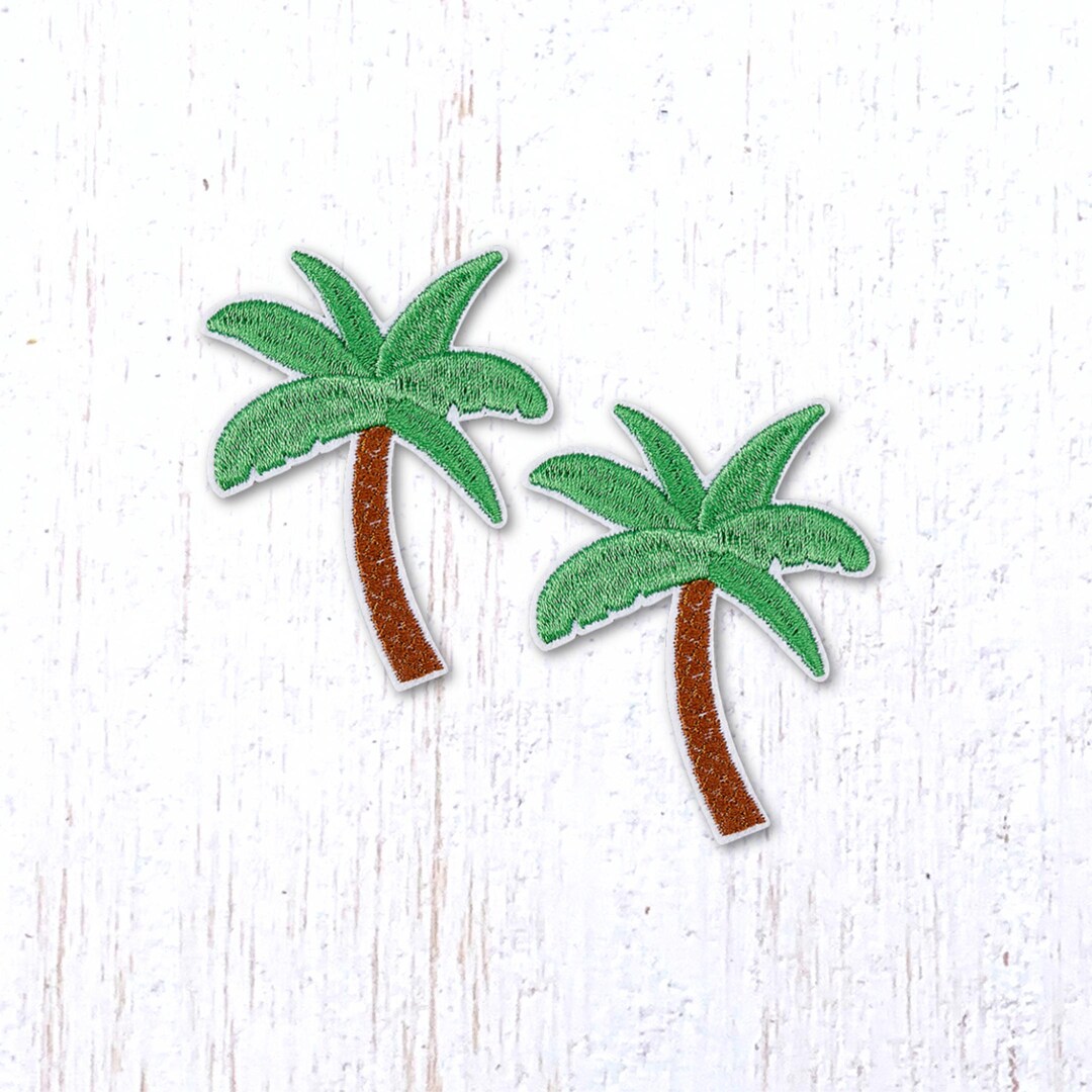 Palm Tree Patch, 2 Pcs, 70x53mm/2.7x2" Iron-on Beach Motif Embroidered ...