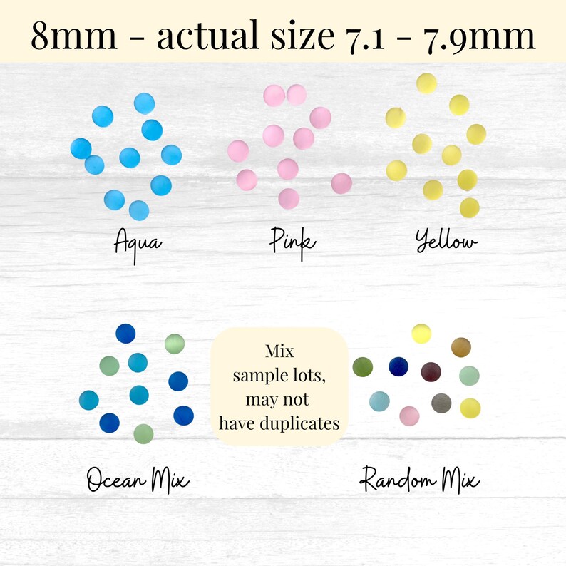 10 Sea Glass Cabochons for Crafts, 8/10/12/16/20mm Frosted Flat Back ...