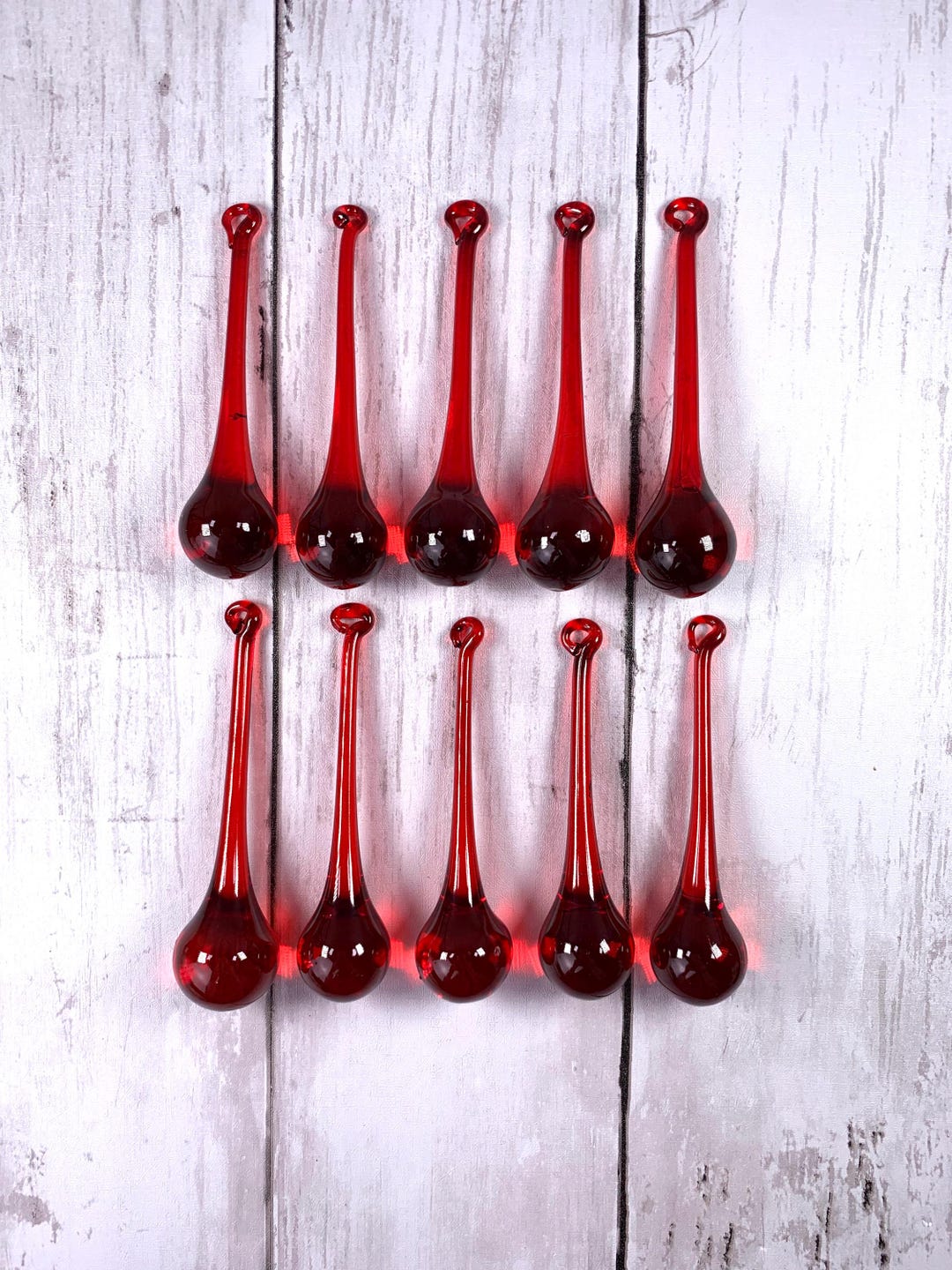 10 Red Chandelier Crystals, Glass Raindrops for Wedding Centerpiece ...