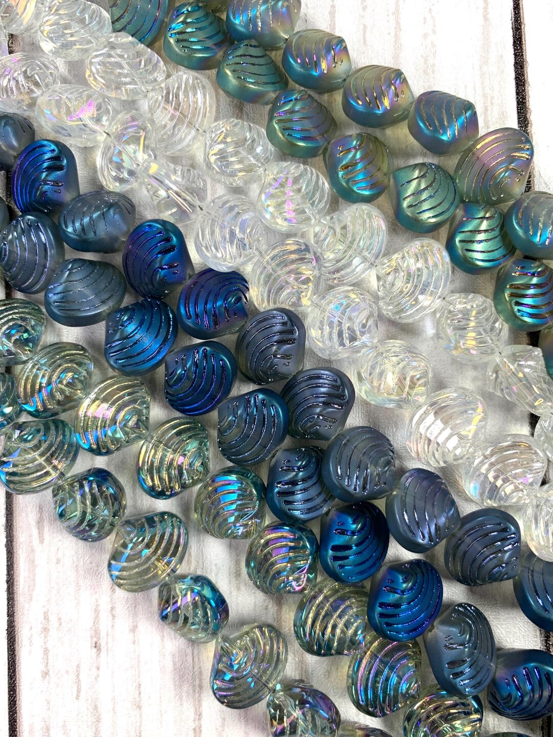 Glass Shell Beads, Ocean Themed Blue or Clear Clam Shell Beads for ...