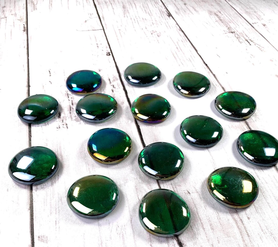 Jumbo Iridescent Emerald Green Glass Gems, 15 Pc, Approx 32mm Glass ...