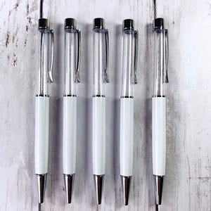 5 Fillable Pens, Empty Tube Ballpoint Pens, DIY Snow Globe Pens, Craft ...