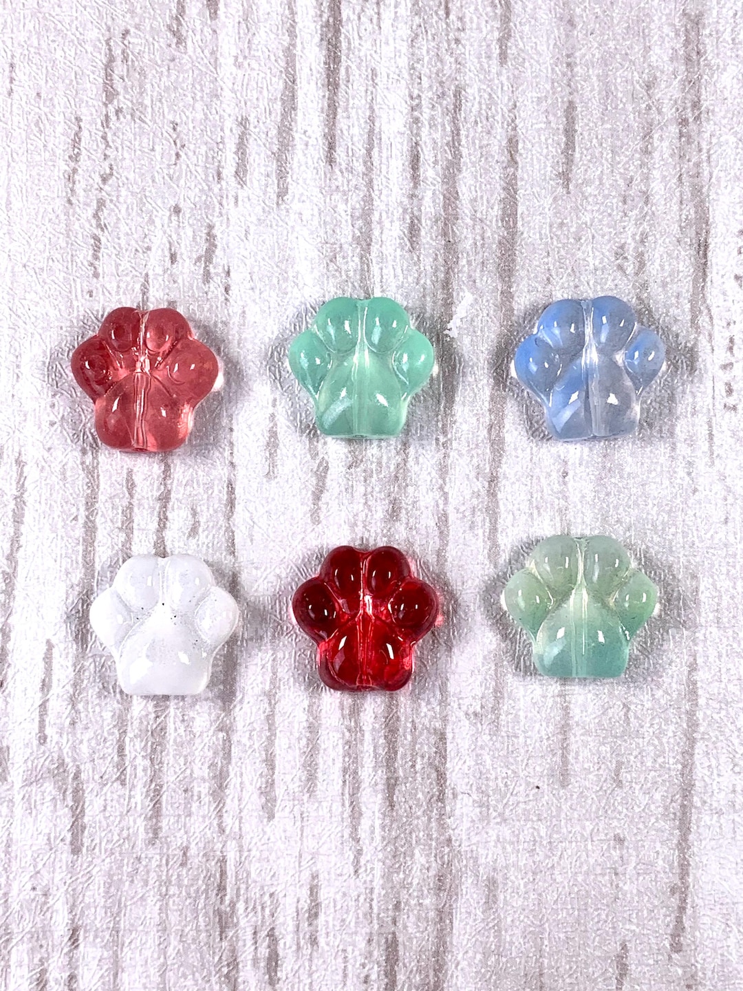 Paw Print Glass Beads, Cat Paw Print Beads for Jewelry, Dog Paw Print ...