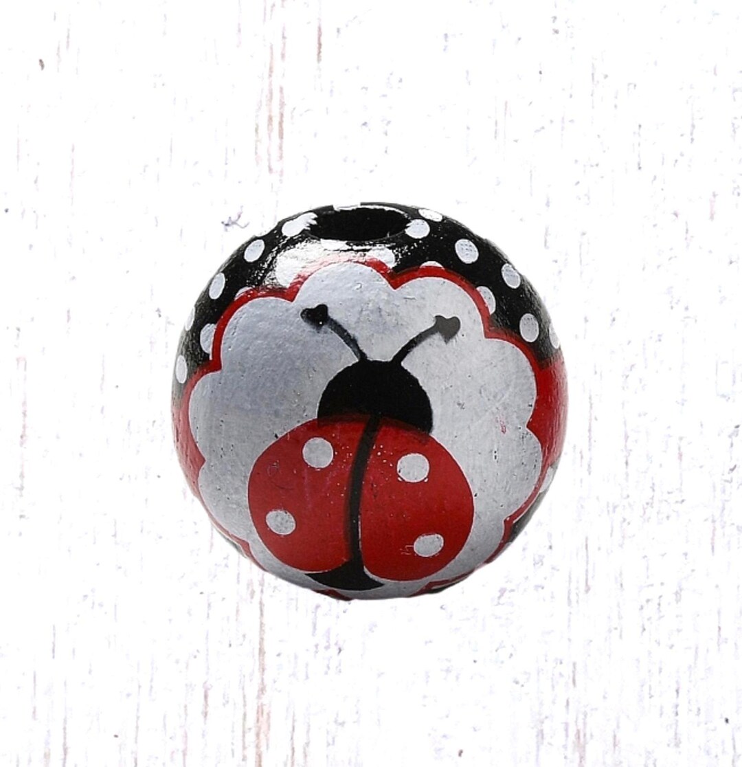 Ladybug Wooden Round Beads, ~16 Mm With 4mm Hole, 20 Pcs for DIY ...
