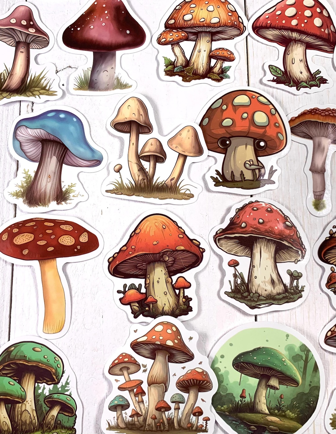 Mushroom Sticker Pack, 50 Assorted Waterproof PVC Stickers, Cottagecore ...