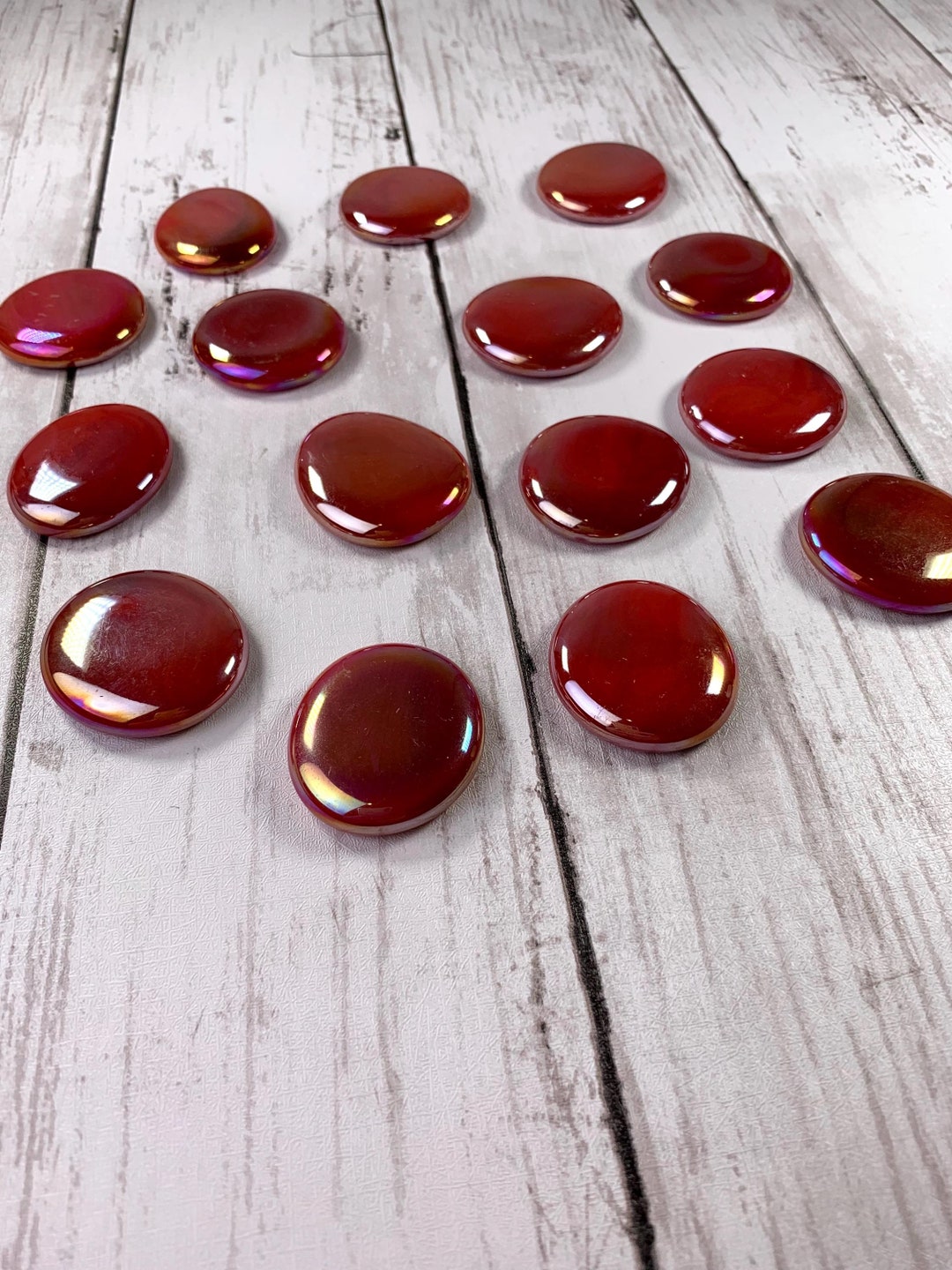 Jumbo Iridescent Brick Red Glass Gems, Glass Garden Stones, Mosaic ...