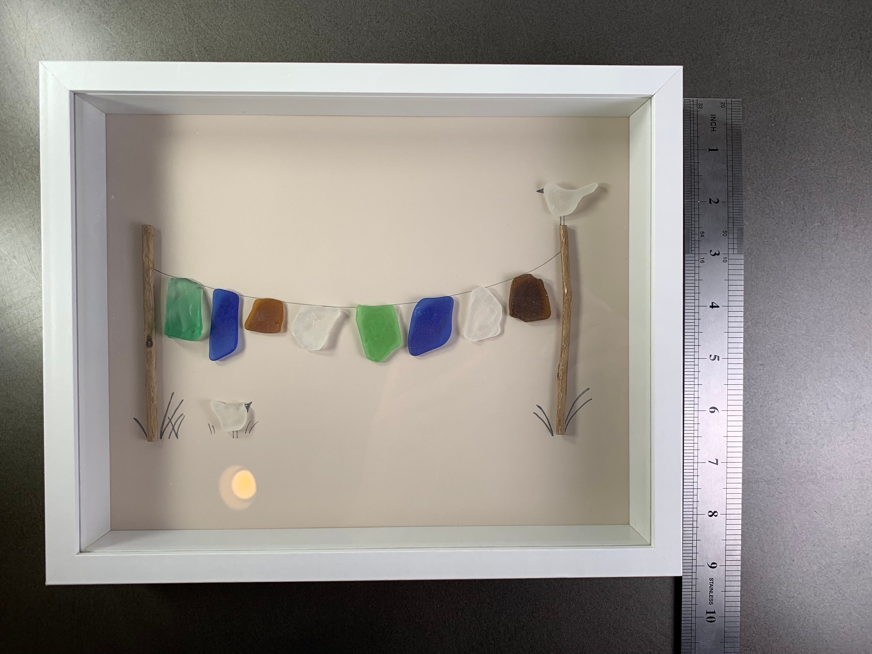 Sea Glass Art Framed, Clothesline Laundry Day Glass Art, Laundry Room ...
