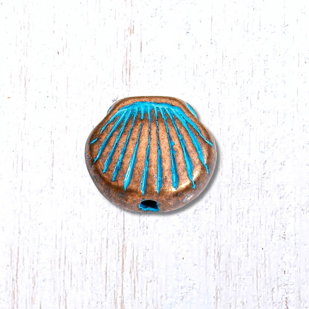 30 Antique Copper Clam Shell Beads, Tiny 8x9 Mm Seashell Alloy Spacer ...
