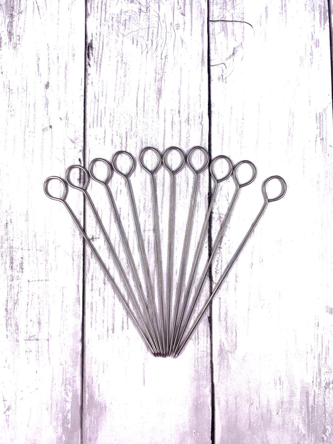 Set of 10 Metal Skewer Pins, 5.8" Beadable Blanks for DIY Cake Testers ...