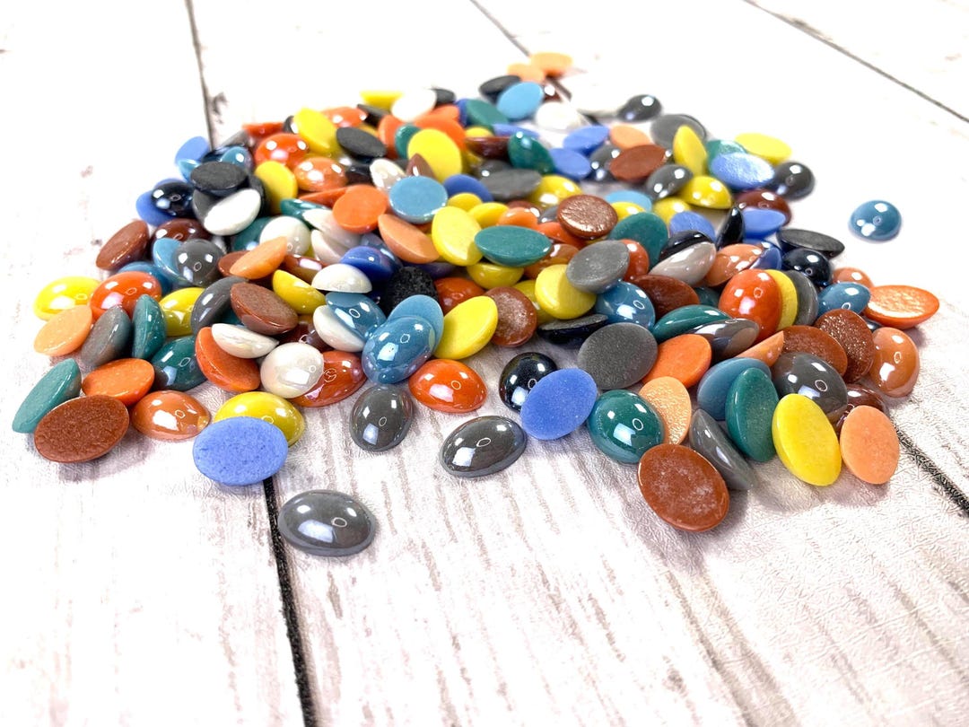 100/200 Pcs Porcelain Glass Flat Back Oval Cabochons, 13/14/18mm Opaque ...
