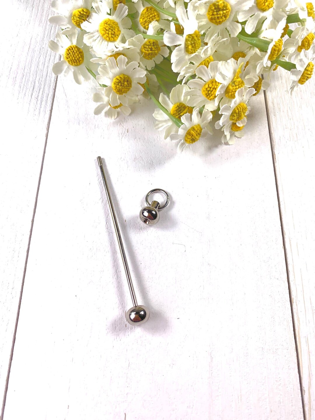 10 Beadable Blank Bars, Add a Bead Posts, Easy Beading Crafts, Silver ...