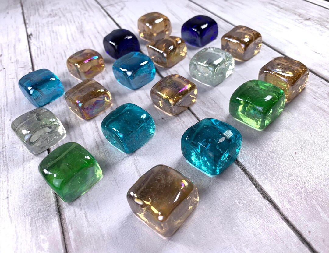 Glass Cube Gems Assorted Color Mix, Chunky Square Mosaic Glass, Garden ...