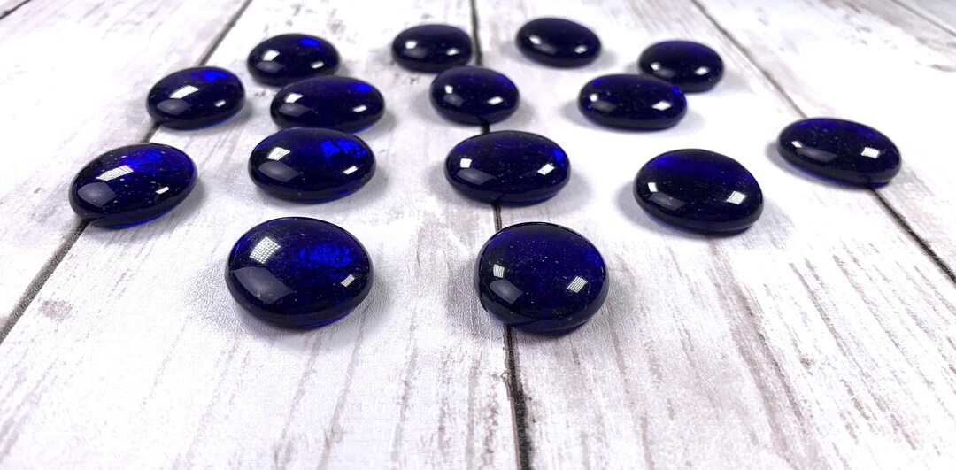Large Blue Speckled Glass Gems, Glass Garden Stones, Blue Mosaic Glass ...