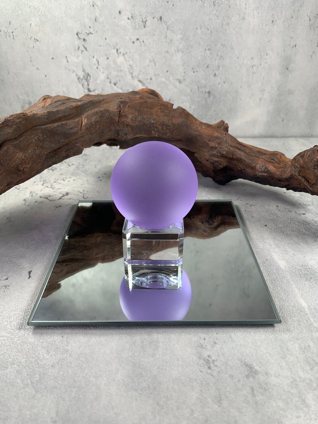 Lavender Sea Glass Ball, Frosted Glass Orb, Tumbled Glass Accents for ...