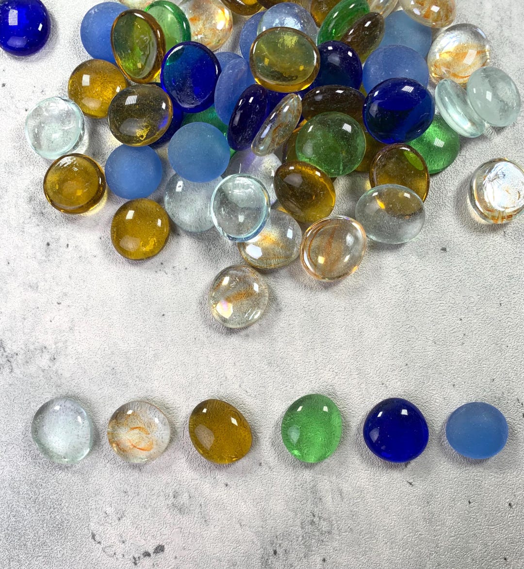 Mixed Color Glass Gems, Flat Marbles for Mosaics, Transparent Glass ...