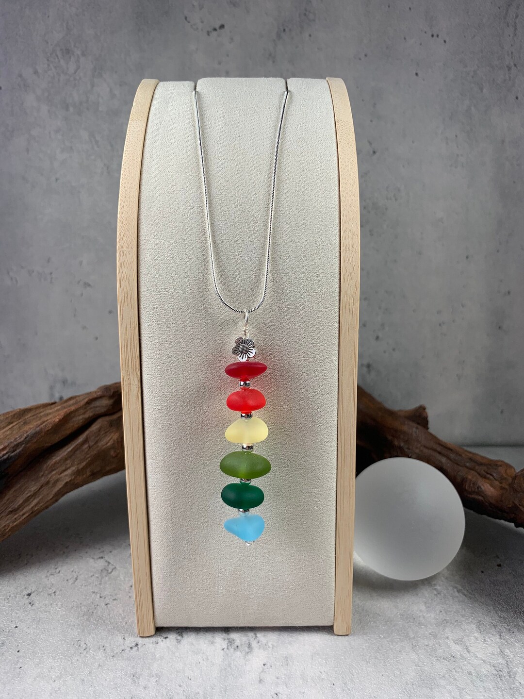 Rainbow Sea Glass Necklace for Women, LGBTQIA Coming Out Gift, Colorful ...