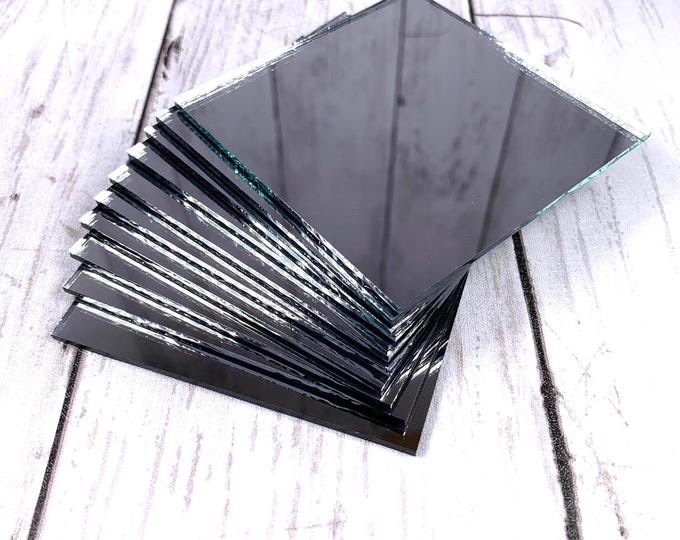 10 Pcs, 3" Glass Square Mirror Tiles, Small Mirrors for Crafts, Hobby ...