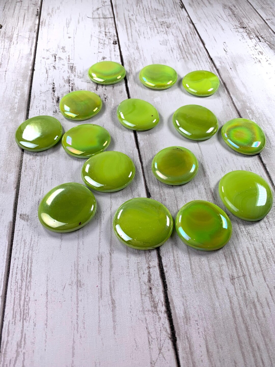 Jumbo Iridescent Lime Green Glass Gems, Garden Stones, Mosaic Glass ...