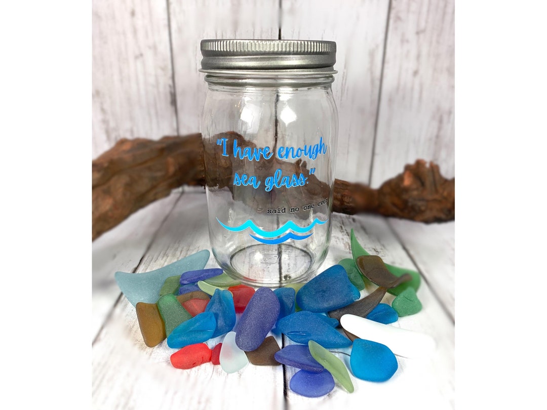 Sea Glass Jar for Collecting, Glass Collectibles Jar With Lid ...
