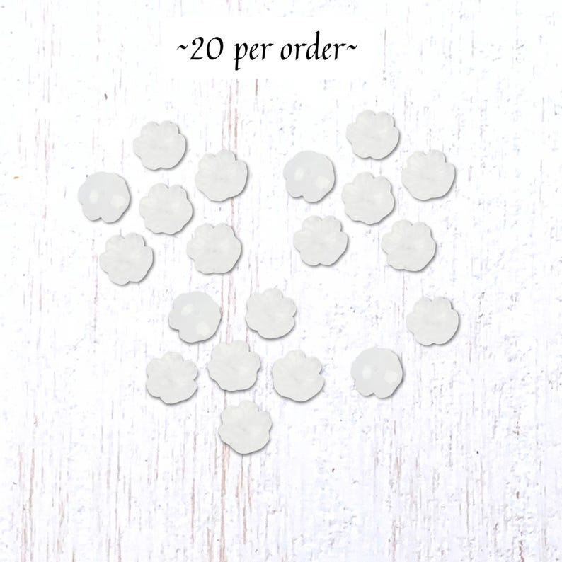 20 White Glass Flower-shaped Bead Caps, 14x14mm W/ 1.5mm Hole for ...