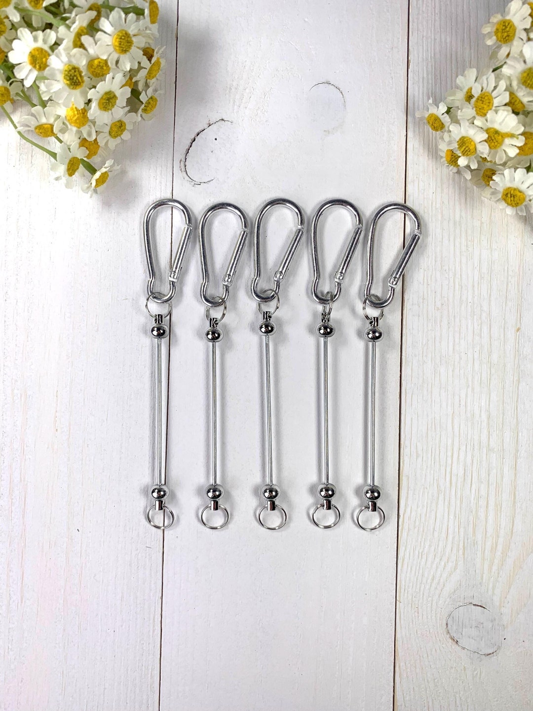 5 Beadable Blank Bag Charms With Carabiner Clip, DIY Beadable Keychain ...