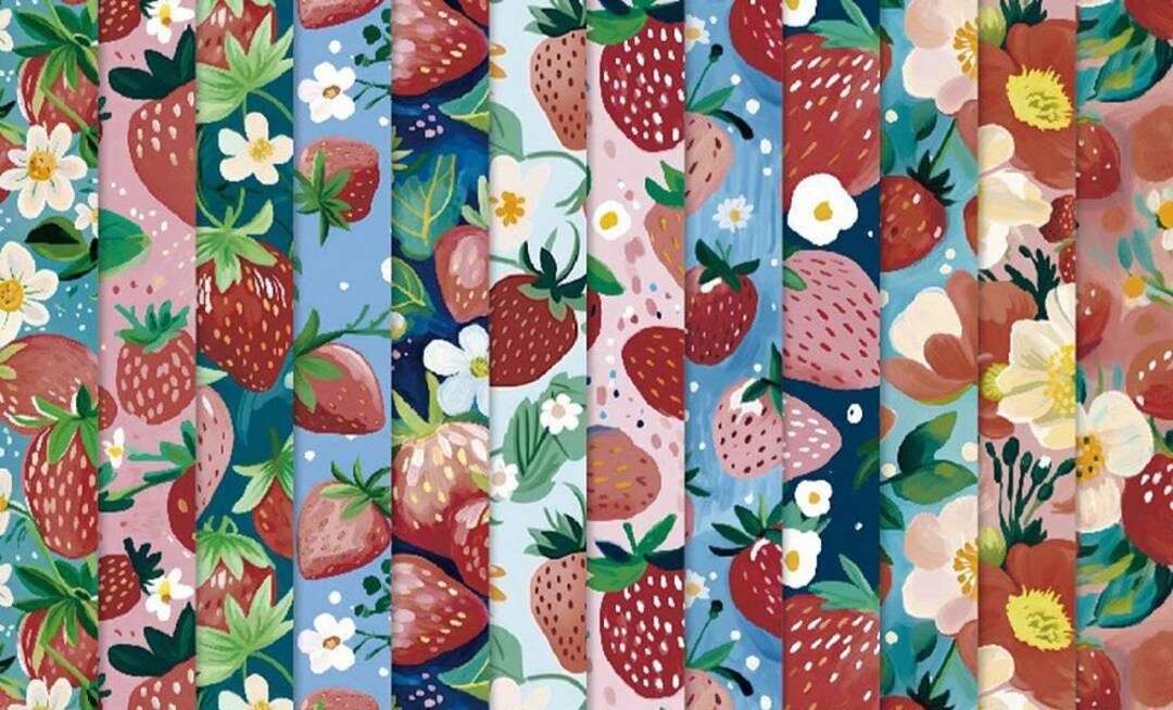 Strawberry Scrapbook Paper Bundle, 6x6" 12 Designs, 24 Sheets ...