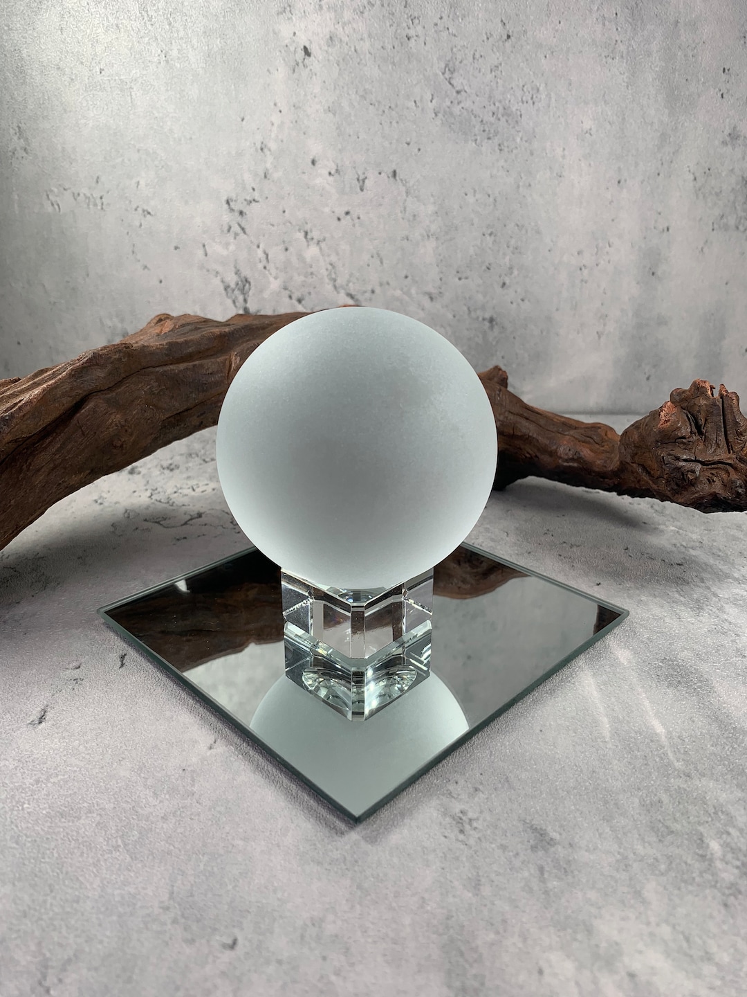 White Sea Glass Ball, Frosted Glass Orb, Tumbled Glass Accents for ...