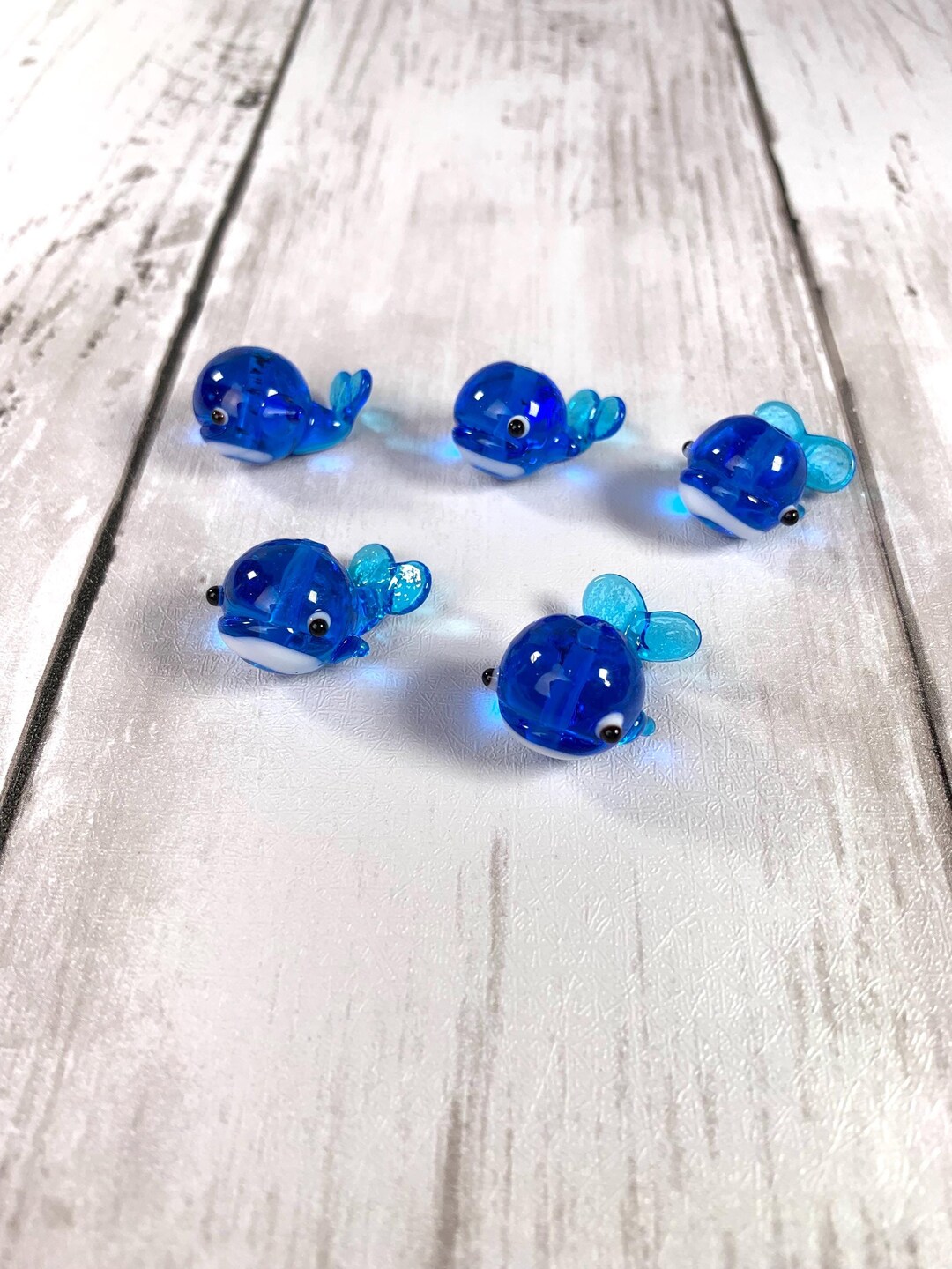 5 Pcs Lampwork Glass Whale Beads, Animal Beads for Jewelry, Glass ...