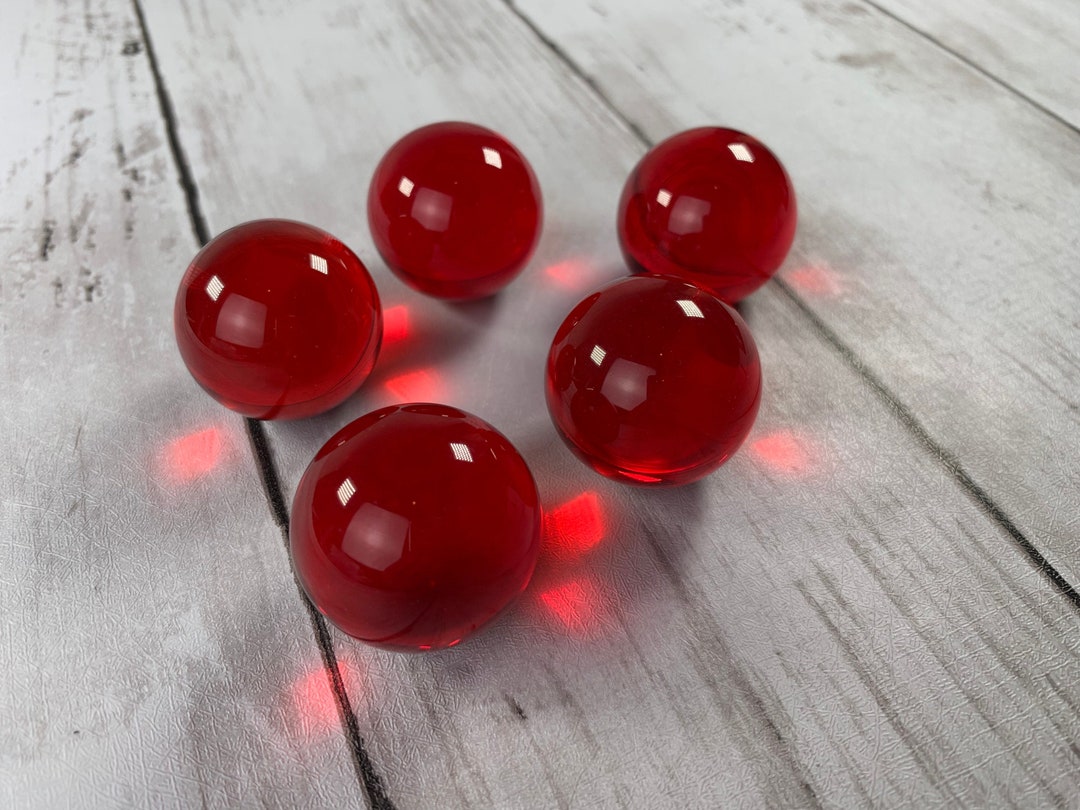 Red 29 Mm Marbles, 1 Inch Plus Transparent Undrilled Glass Beads ...