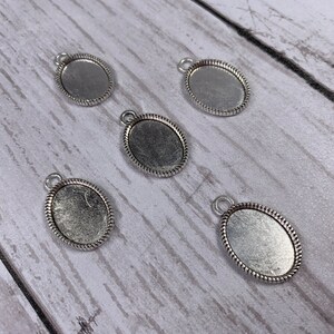 Oval Pendant Settings With Glass Cabochons, Silver Cabochon Tray Frame ...
