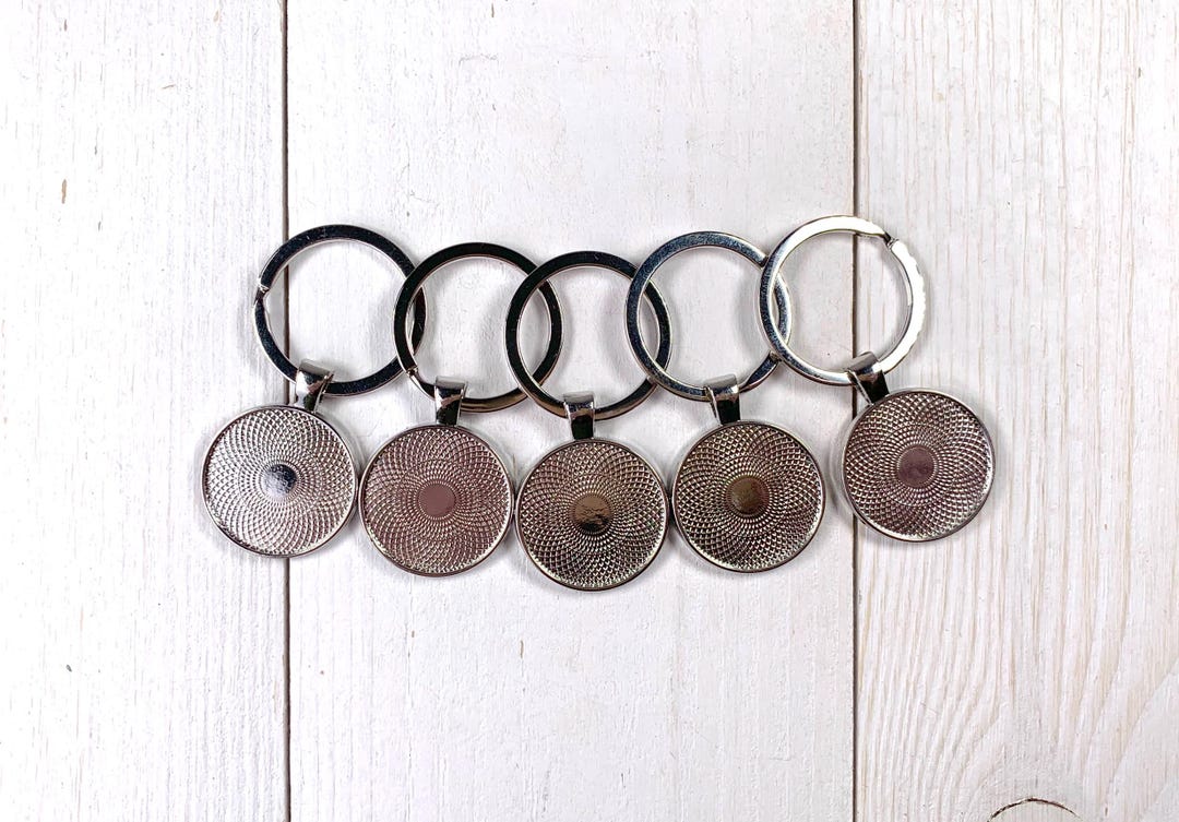 Set of 5 Blank Double Sided Keychain Cabochon Trays, DIY Photo ...