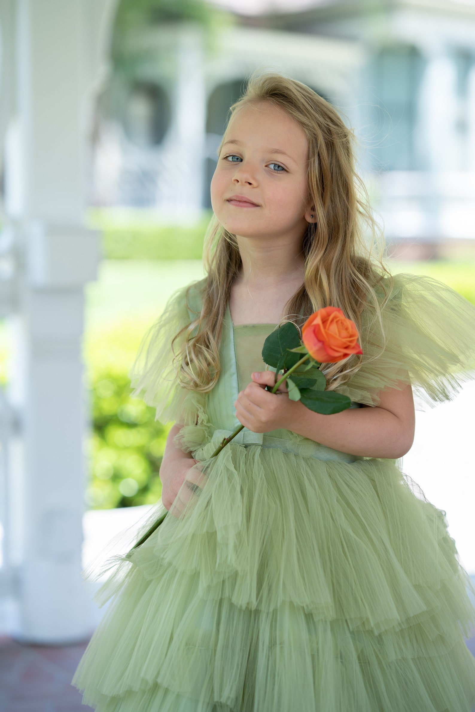 Flower Girl Dress Princess Puffy Tulle Dress Beautiful Green Etsy