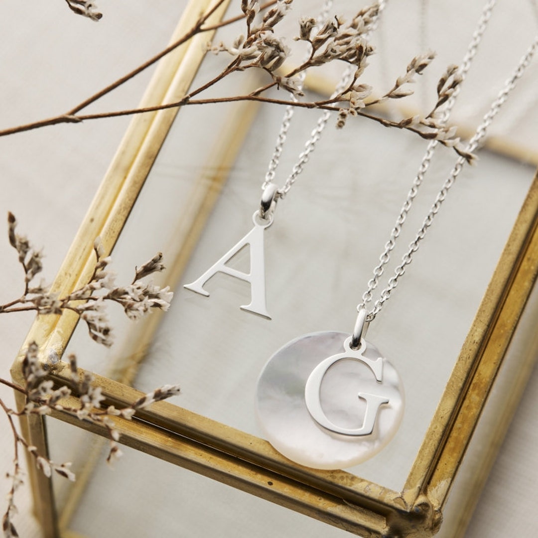 Personalized Mother-of-pearl Medallion and Alphabet Letter Necklace ...