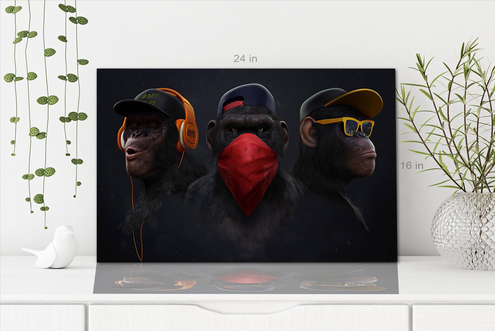 Banksy 3 Wise Swag Monkeys Canvas Wall Art Picture Print Ready to Hang ...