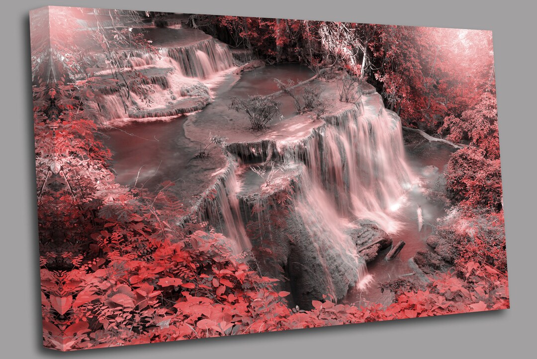 Pink Waterfall Wall Art Canvas Print Ready to Hang - Etsy