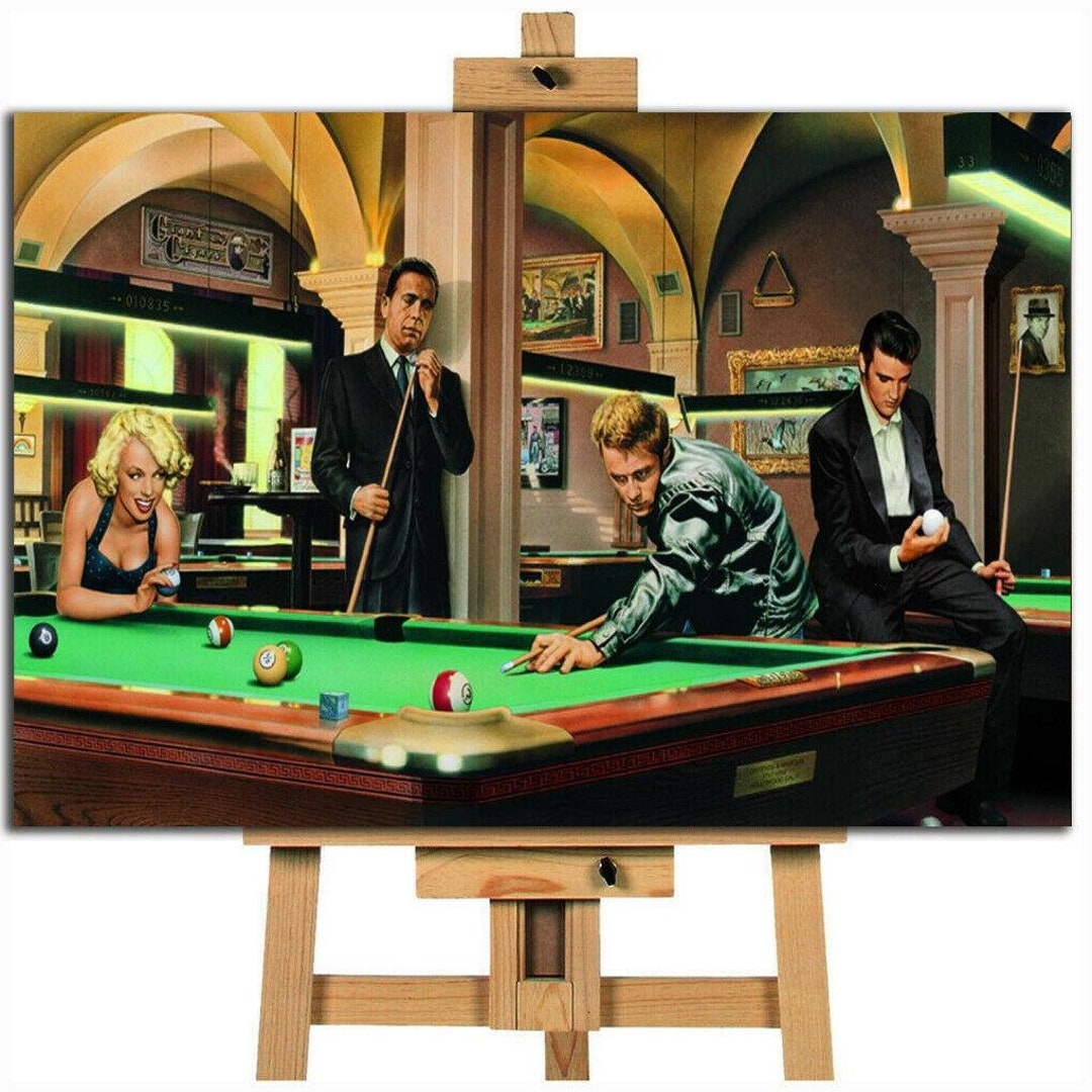 Marilyn Elvis James Dean and Bogart Playing Pool Canvas Wall Art Print ...
