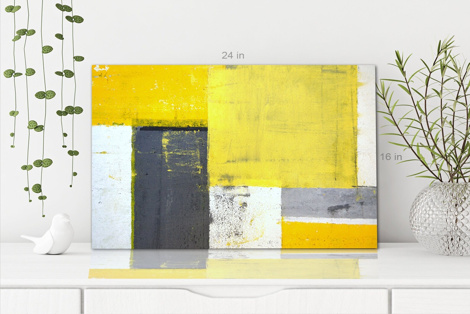 Abstract Modern Yellow & Grey Painting Canvas Wall Art Picture - Etsy UK