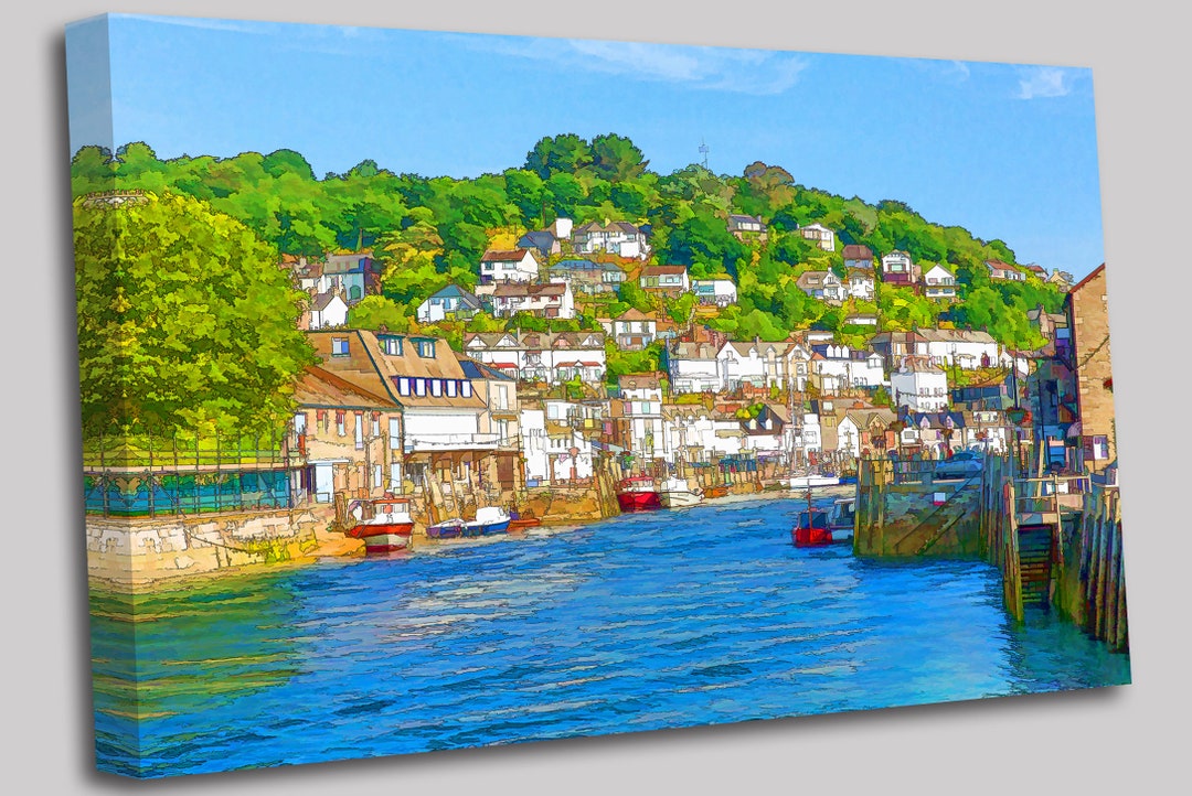 Looe Cornwall England With Blue Sea Beach England UK Canvas Wall Art ...